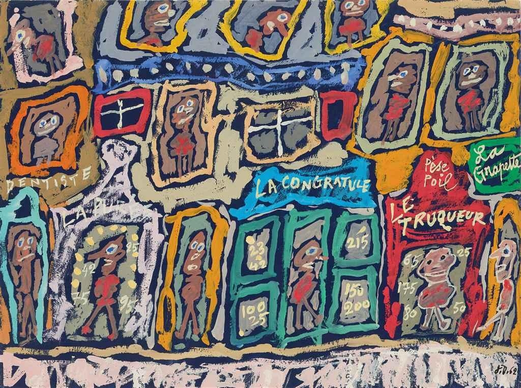 Jean Dubuffet | L'Apathique (Site urbain avec 10 personnages) (1962 ...