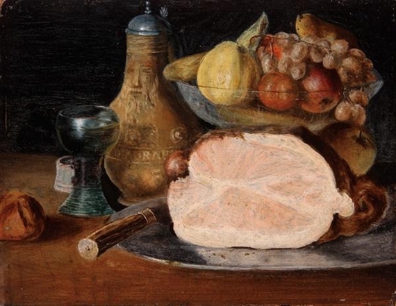 Heda William | Still Life with Fruit, Vessels and Ham | MutualArt