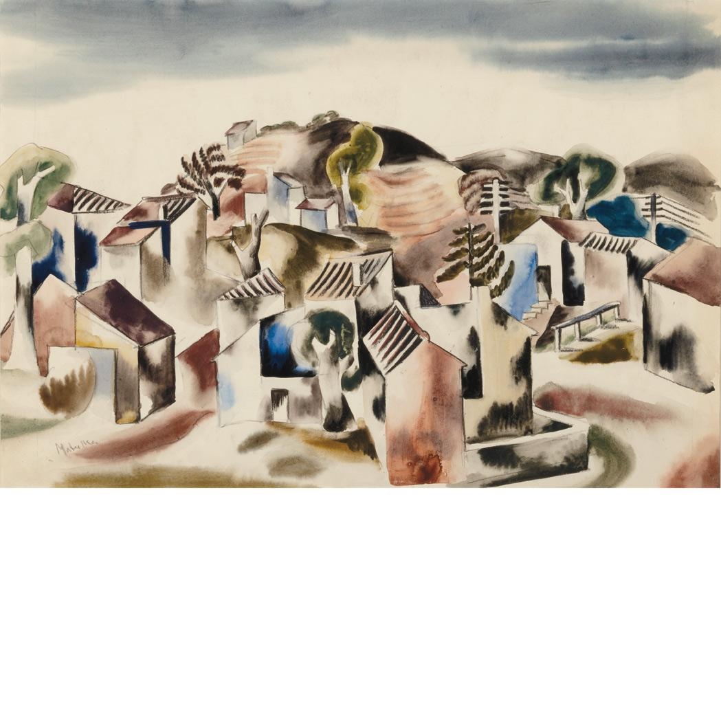 Jan Matulka | Village in the Hills (Circa 1921) | MutualArt