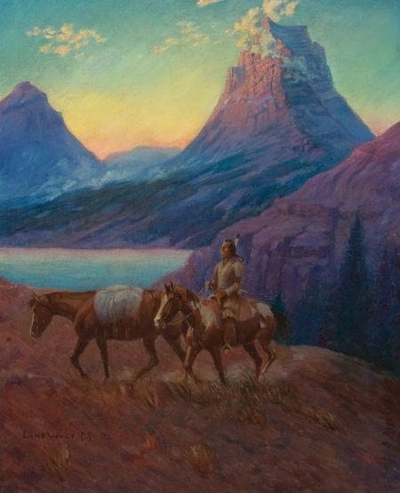 Lone Wolf | Apache on Horseback at Sunset | MutualArt