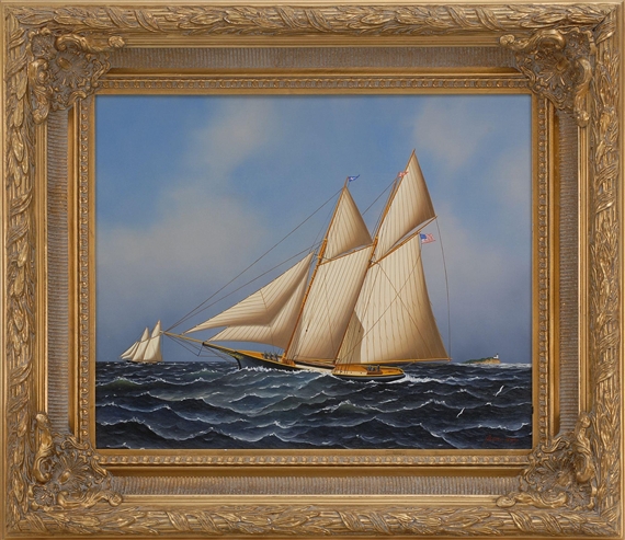 Jerome Howes | Two two-masted schooners off the coast | MutualArt