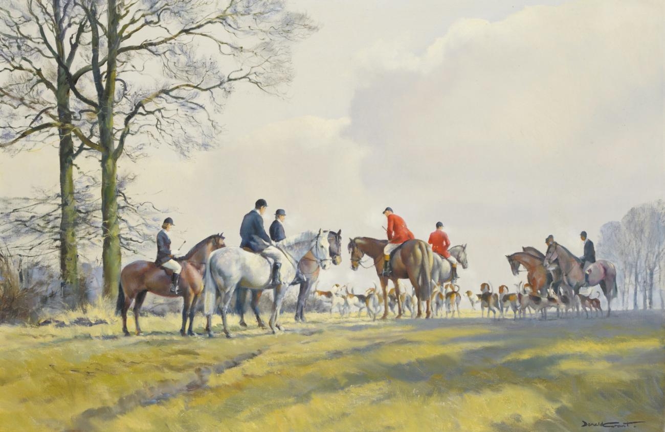 Donald Grant | Hunting scene with figures on horseback | MutualArt