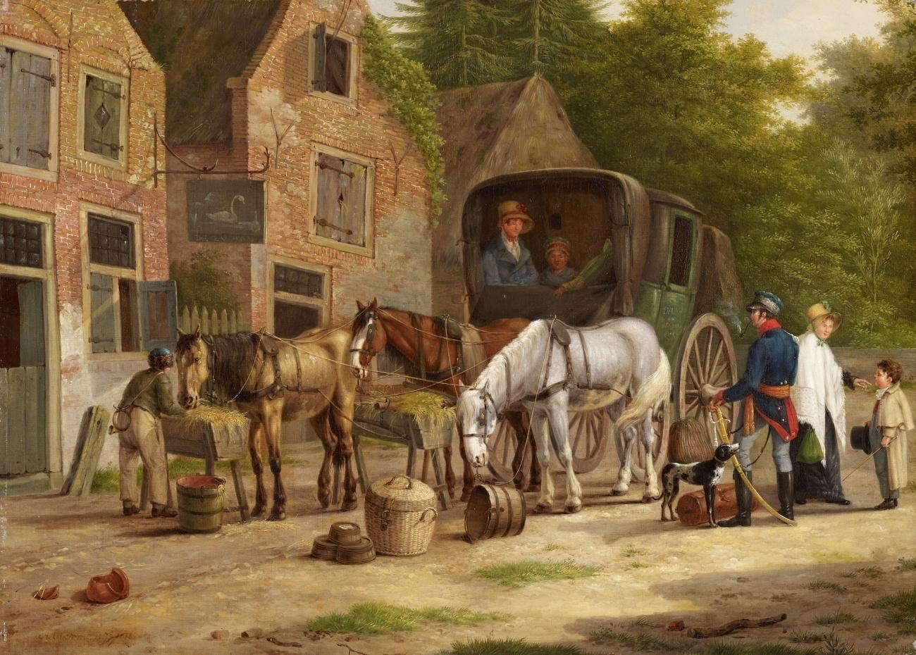 Anthony Oberman | THE STAGE COACH IN FRONT OF THE INN | MutualArt