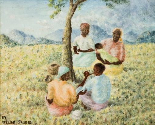 Helen Mmakgabo Mmapula Sebidi | WOMEN SEATED UNDER A TREE | MutualArt