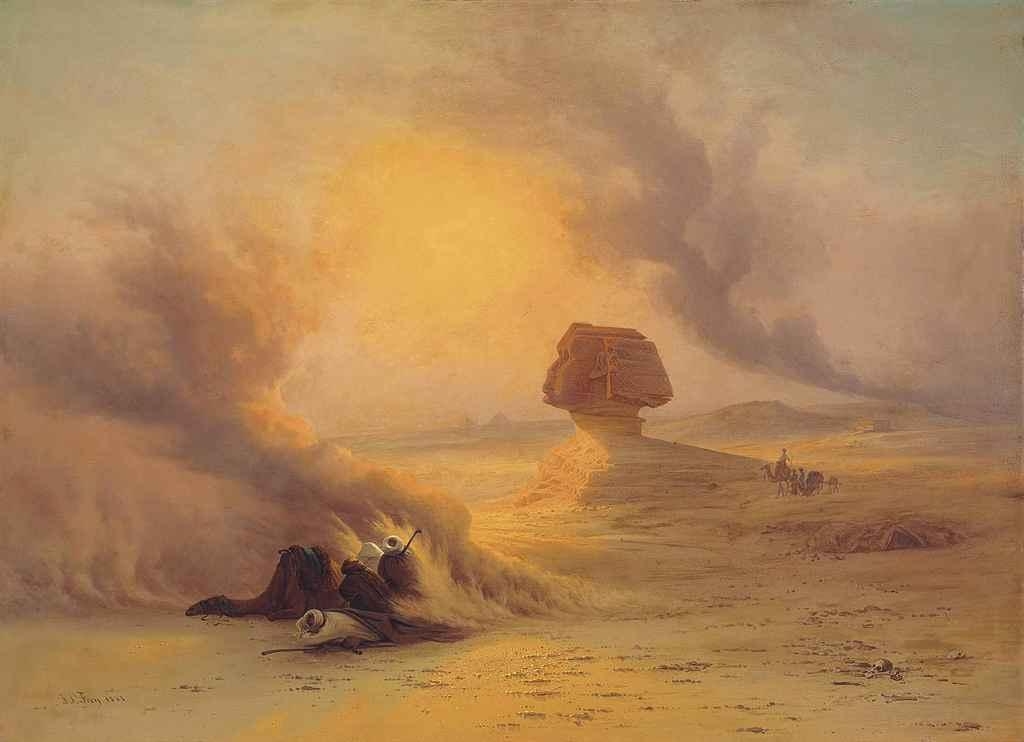 Johan Jakob Frey | The flood plain of the Nile, Pyramids beyond (1844 ...
