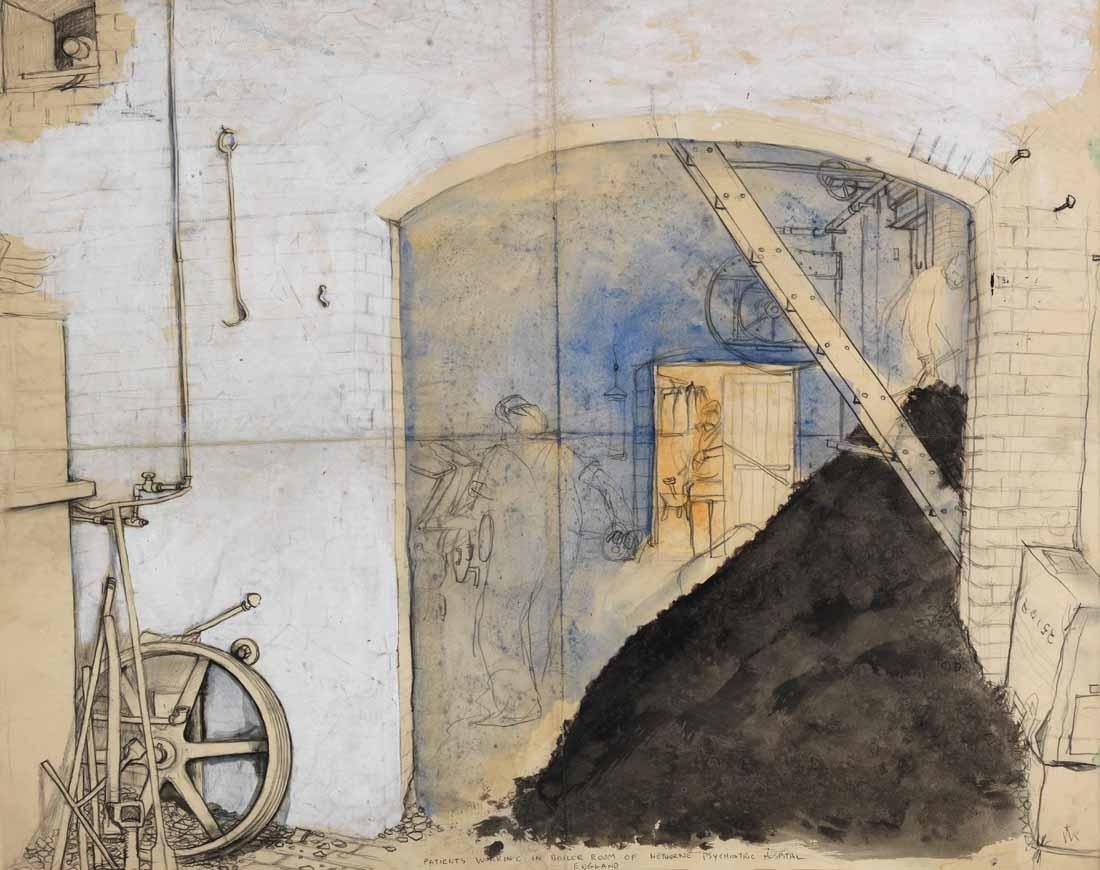William Kurelek | Patients Working in the Boiler Room of Netherne ...