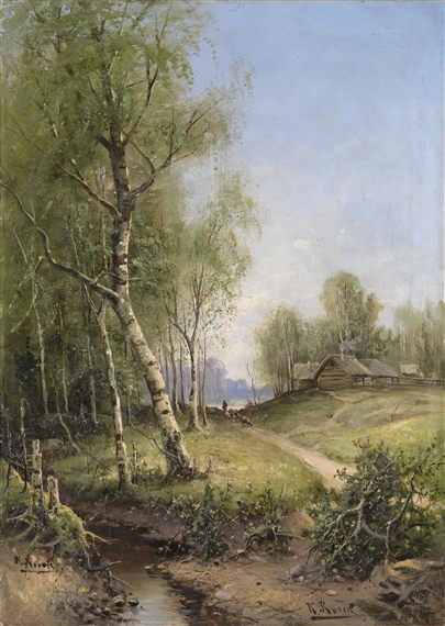 Karl Rosen | River Landscape with a Hut | MutualArt