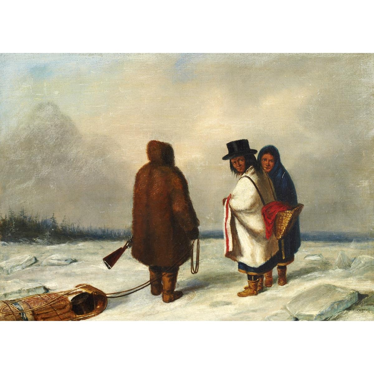 Cornelius Krieghoff | CAUGHNAWAGA INDIANS, WINTER | MutualArt