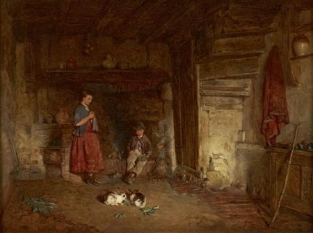 Alfred Provis | Feeding the pets (1876) | MutualArt