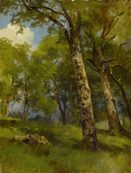 Traugott Schiess | Landscape with birches | MutualArt