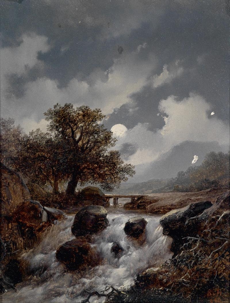 Remigius Adrianus Van Haanen | Stream in the Moonlight (1840) | MutualArt