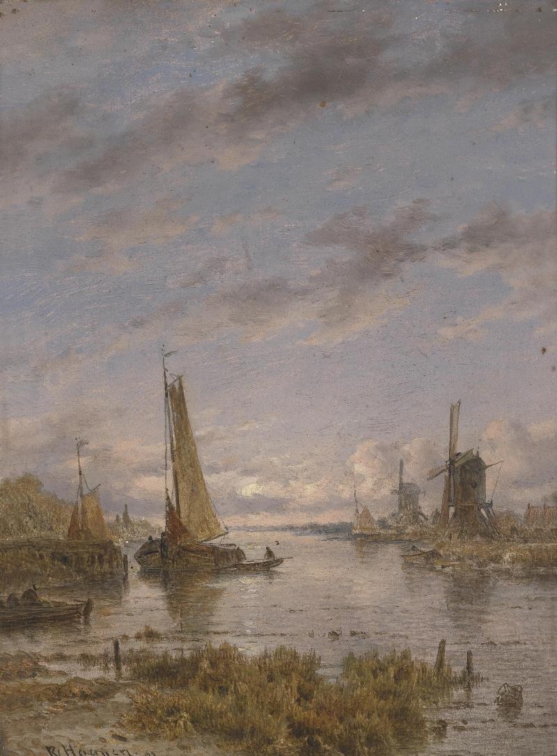 Remigius Adrianus Van Haanen | Stream in the Moonlight (1840) | MutualArt