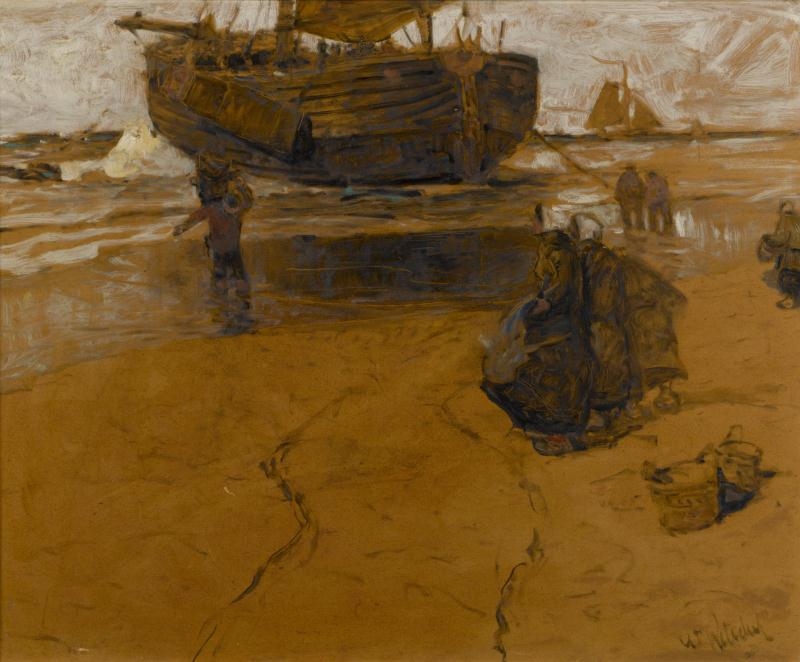 William Ritschel | Untitled-Coastal Scene with Man on Horse and Cart ...