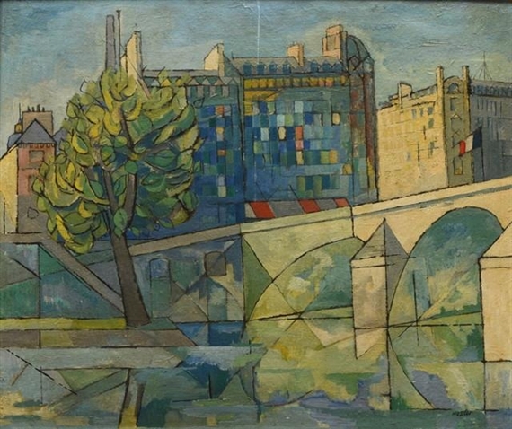 Walter Nessler | French city and river landscape | MutualArt