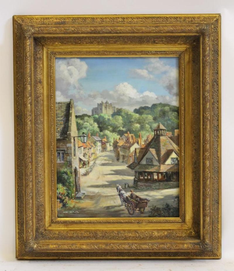 Max Hofler | Village Scene with Castle in the Distance | MutualArt