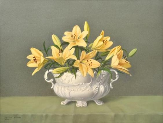 Dennis Ramsay | Yellow Lilies in an Antique Italian Vase (2004) | MutualArt