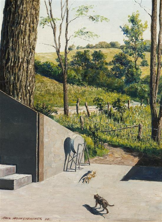 Hans Weingaertner | Landscape with Grinding Stone and Cats | MutualArt
