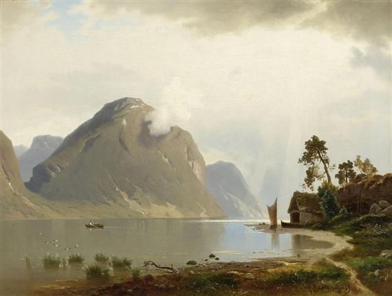 Georg Anton Rasmussen | Fjord landscape (1869) | MutualArt