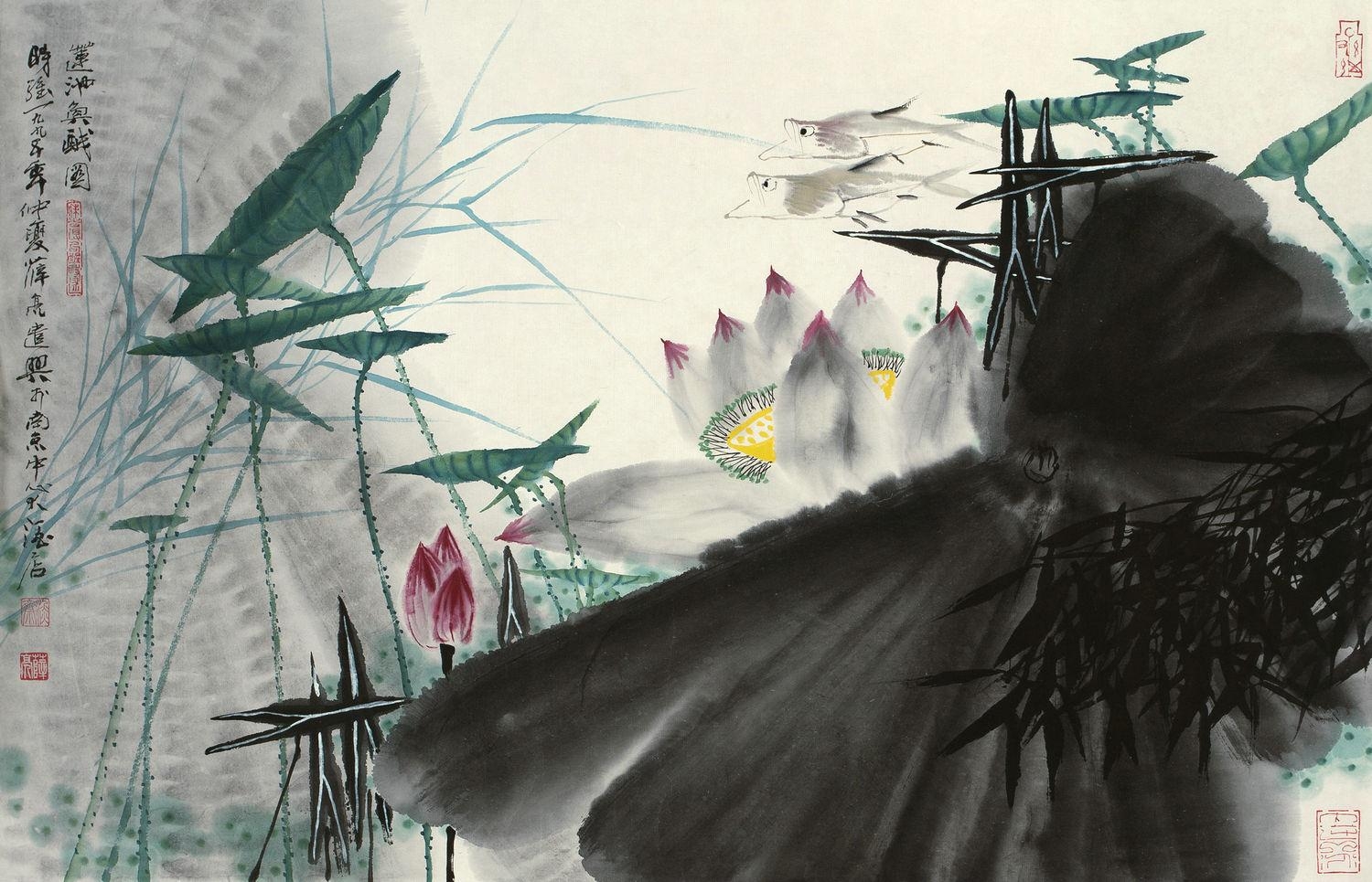 Xue Liang | LOTUS AND FISHES | MutualArt