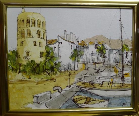 Bernard Dufour | Meditteranean harbour scene | MutualArt