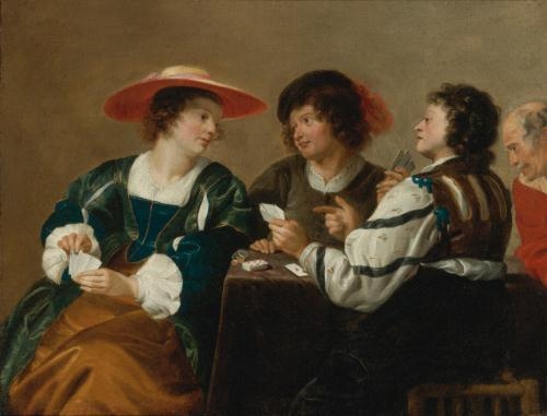Theodore Rombouts | A Woman And Three Men Seated Around A Table Playing ...