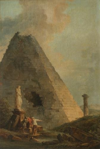 Hubert Robert | A Capriccio With The Pyramid Of Cestius And Travellers ...