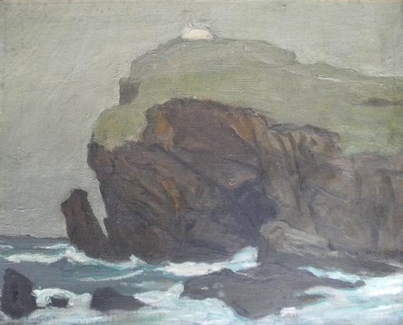 Max Bohm | Untitled Lighthouse on Rocky Cliff | MutualArt