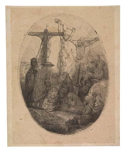 Rembrandt van Rijn | Christ Crucified between the Two Thieves: An Oval Plate. (Circa 1641 ...