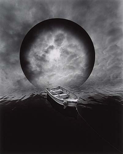 Jerry Uelsmann | Untitled (Boat with sphere and clouds) (1982) | MutualArt