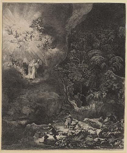Rembrandt van Rijn | The Angel Appearing to the Shepherds (1634 ...