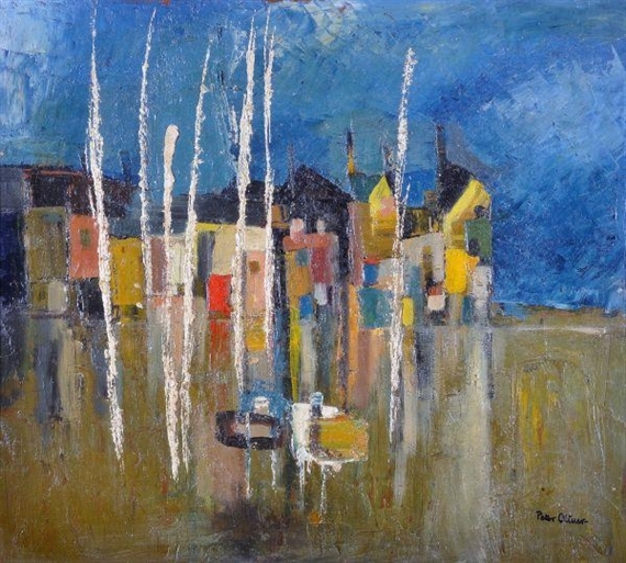 Peter Oliver | Men and net poles | MutualArt