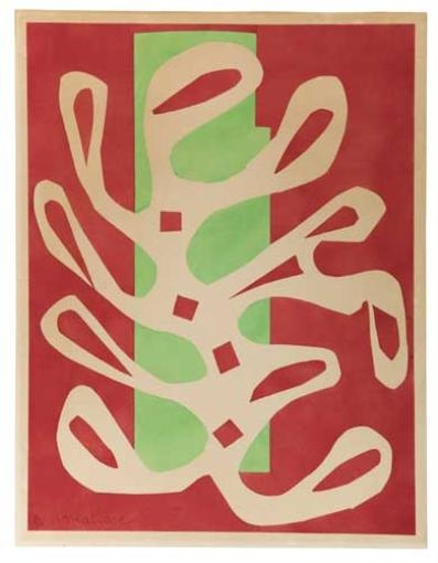 Henri Matisse | Algue Blanche sur Fond Rouge et Vert (Circa 1950) | MutualArt