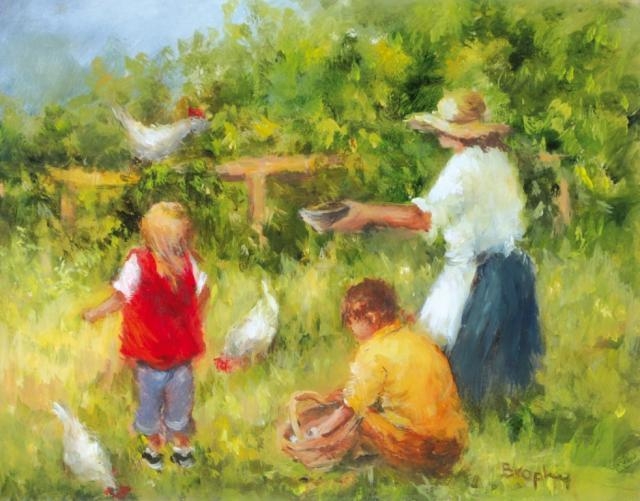 Elizabeth Brophy | FEEDING THE HENS | MutualArt