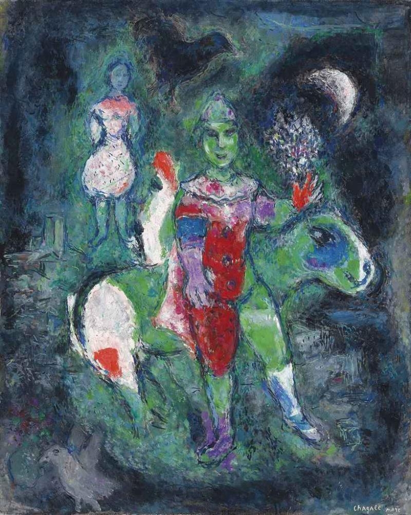 Marc Chagall | Le départ d'arlequin (1972) | MutualArt