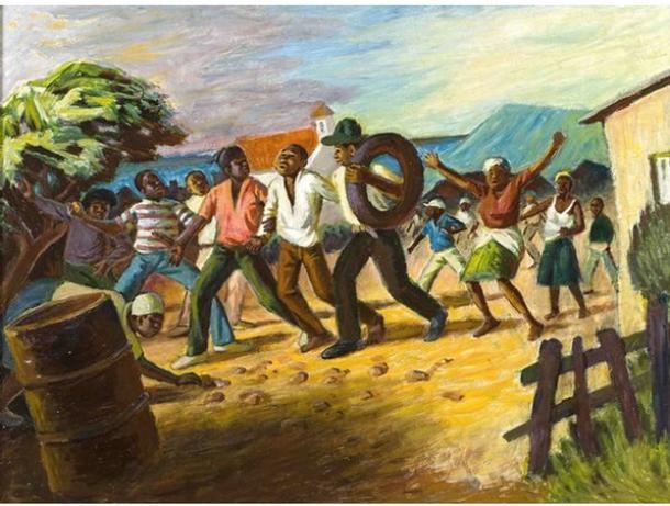 George Pemba | Port Elizabeth Street Scene - Political Unrest | MutualArt