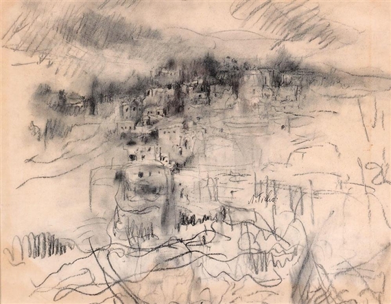Anna Ticho | A Village in the Hills of Jerusalem | MutualArt