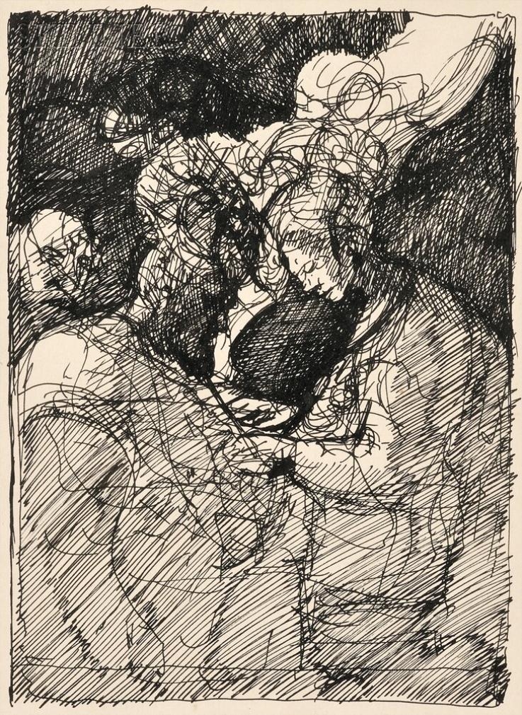 Hyman Bloom | 5 Works: Study for the Flying Tackle | MutualArt