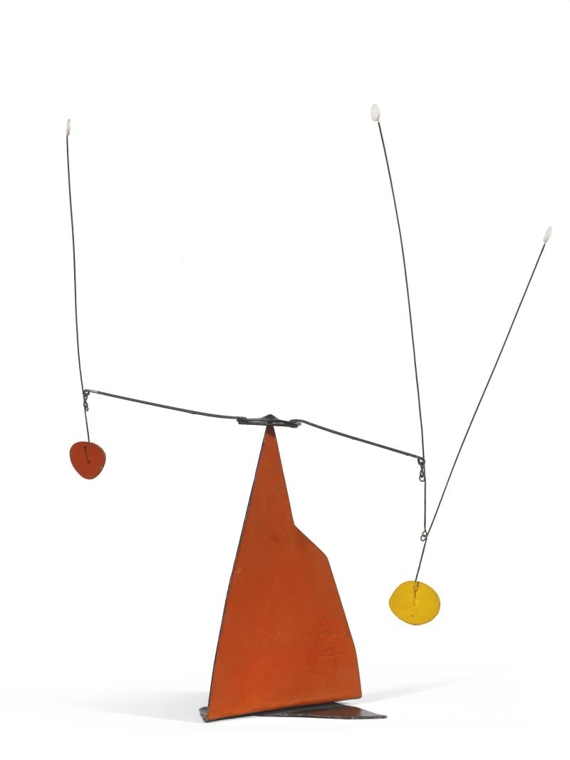 Alexander Calder | Red Mushroom, White Dot, Yellow Triangle on Black ...