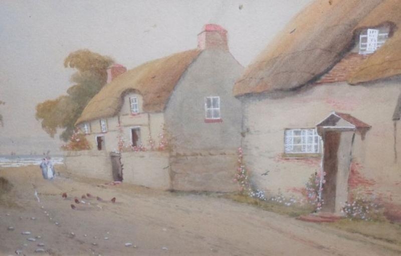 Walter Witham | Figures and Domestic Poultry before Thatched Cottages ...