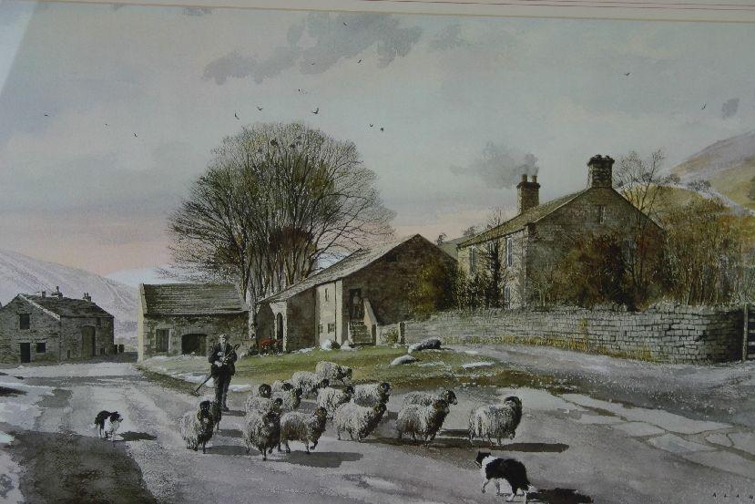 Alan Ingham | Farmer herding his flock in autumnal Yorkshire landscape ...