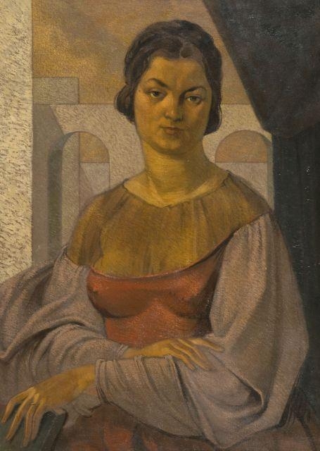 Luc Lafnet | Portrait de Jeanne Lafnet en tenue Renaissance sur un fond ...