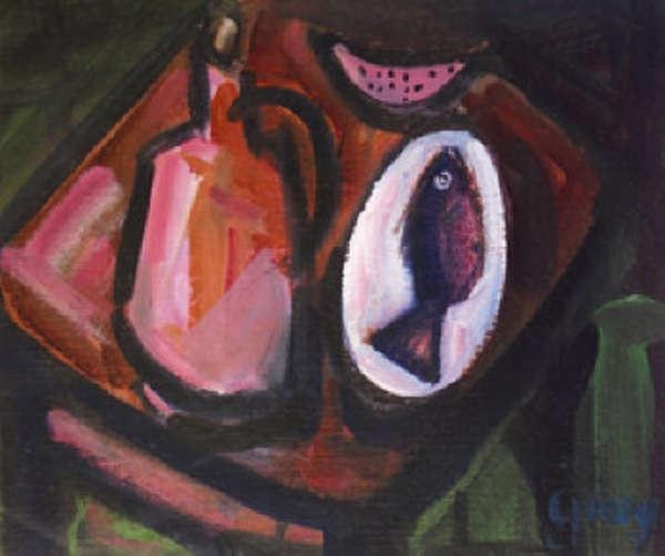 George Dunne | Still life with jug and fish | MutualArt