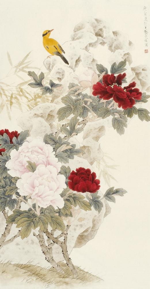 Gong Wenzhen | Peony and bird | MutualArt