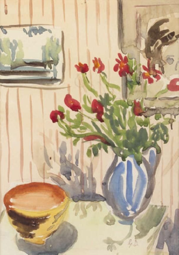 Gerard Dillon | Interior with Jug of Flowers | MutualArt