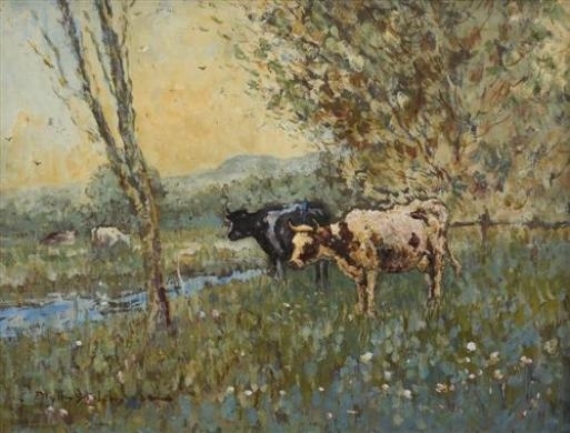 Blythe Fletcher | Cows in Landscape (1921) | MutualArt