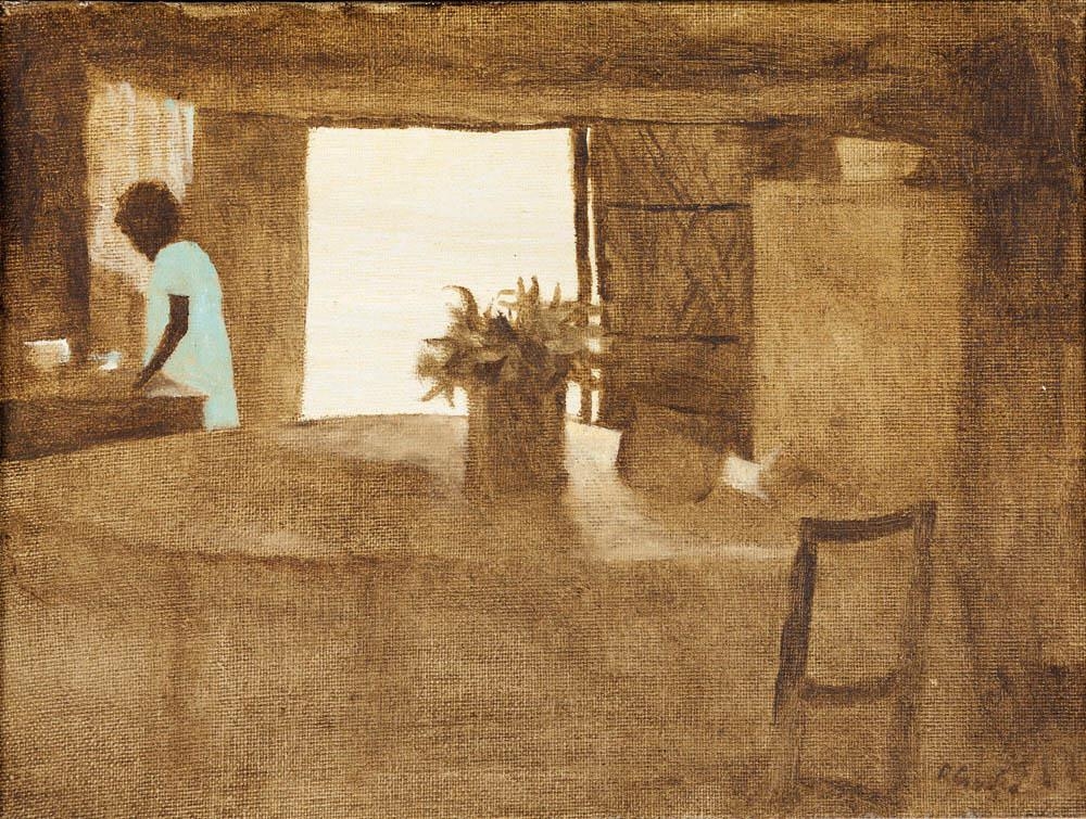 Ray Crooke | Interior with Figure in Blue | MutualArt