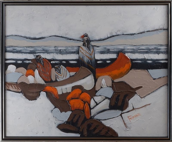 Mario de Ferrante | Indians and Canoes on the Shore | MutualArt