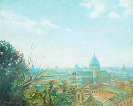 Charles Merrill Mount | VIEW OF ROME FROM THE BORGHESE GARDENS (1967 ...