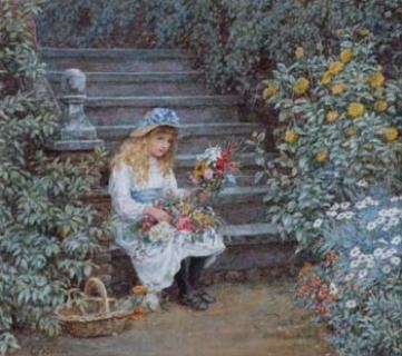 Caroline Paterson Sharpe | A little girl carrying a basket of flowers ...