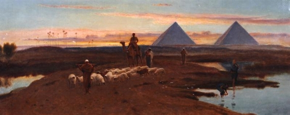 Frederick Goodall | Shepherds before the Pyramids | MutualArt